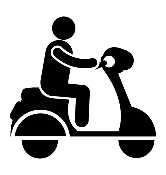 Scooter Driver Stick Figure Man Icon on White Background. Vector Stock ...