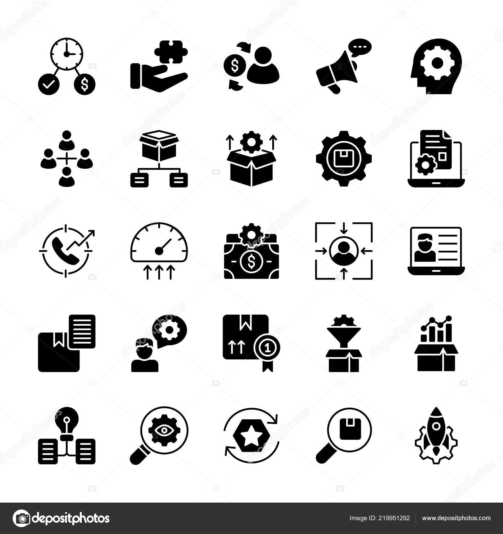 Project Management Solid Vector Icons Stock Vector Image by ©prosymbols ...