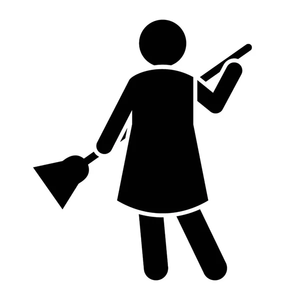 Human Avatar Holding Broom Standing Concept Brooming Icon Stock Vector ...