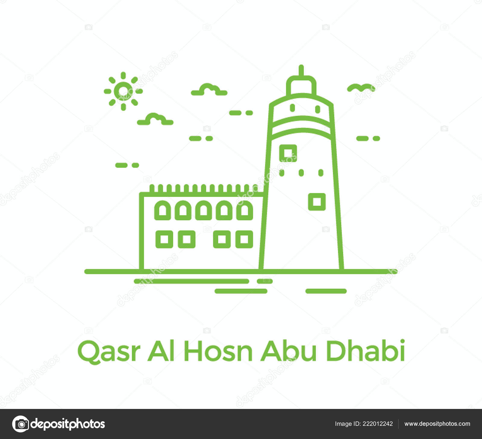 White Fort Abu Dhabi Called Qasr Hosn Stock Vector by ©prosymbols 222012242