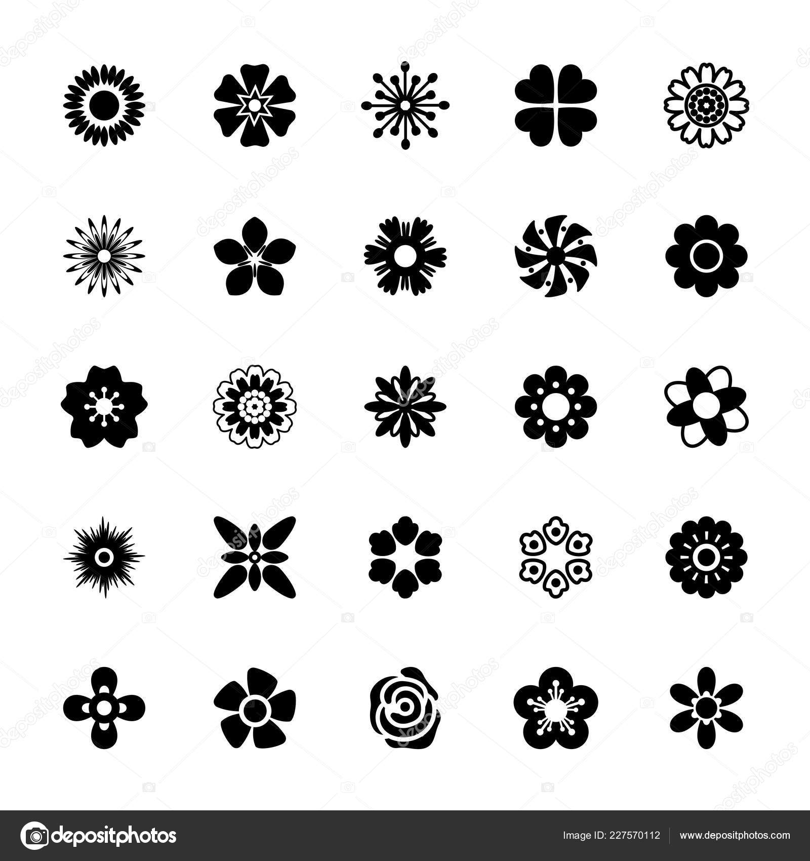 Flower Pattern Designs Solid Icons Stock Vector Image by ©prosymbols ...