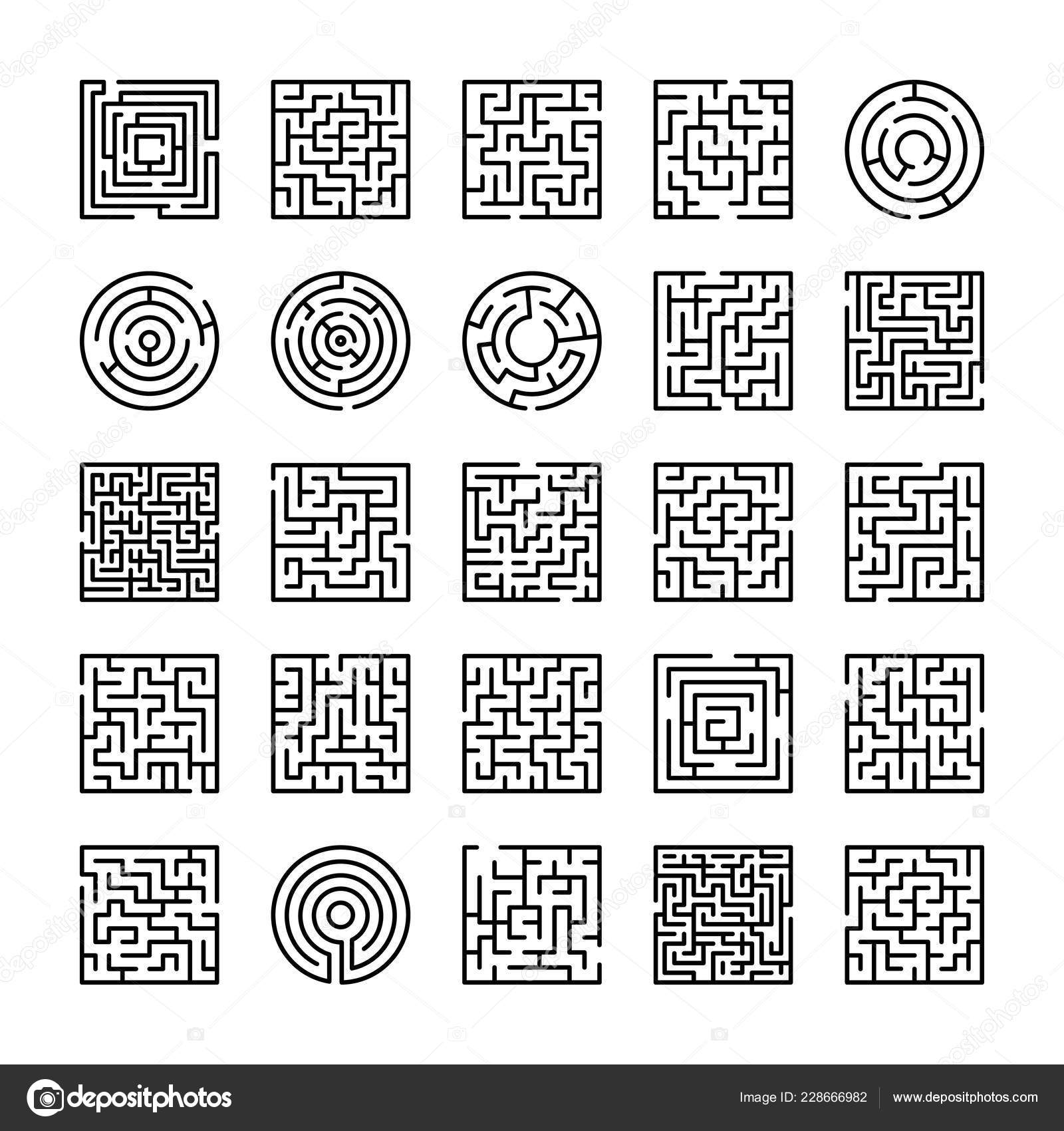 Maze Labyrinth Icons Stock Vector by ©prosymbols 228666982