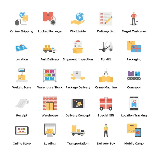 Warehouse Flat Icons Set — Stock Vector © macrovector #132069948 Warehouse Flat Icons Set — Stock Vector © macrovector #132069948