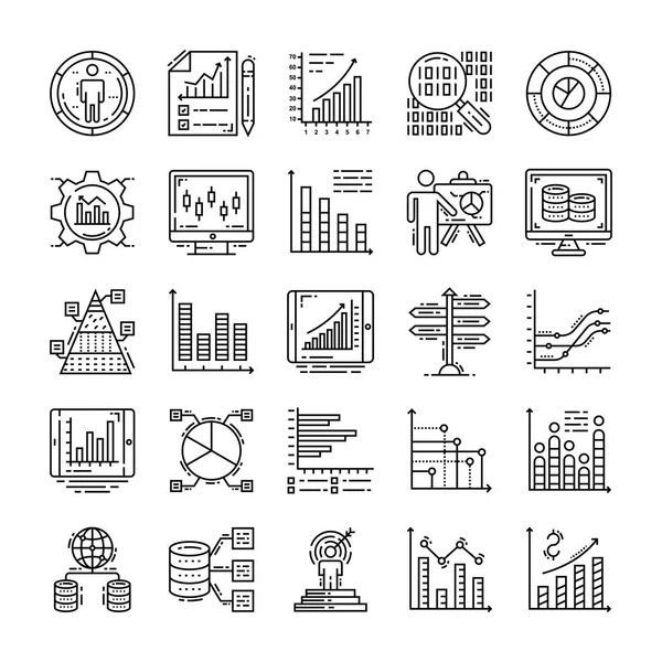 Business Data Graph Charts Icon Set Stock Vector Image by ©prosymbols ...