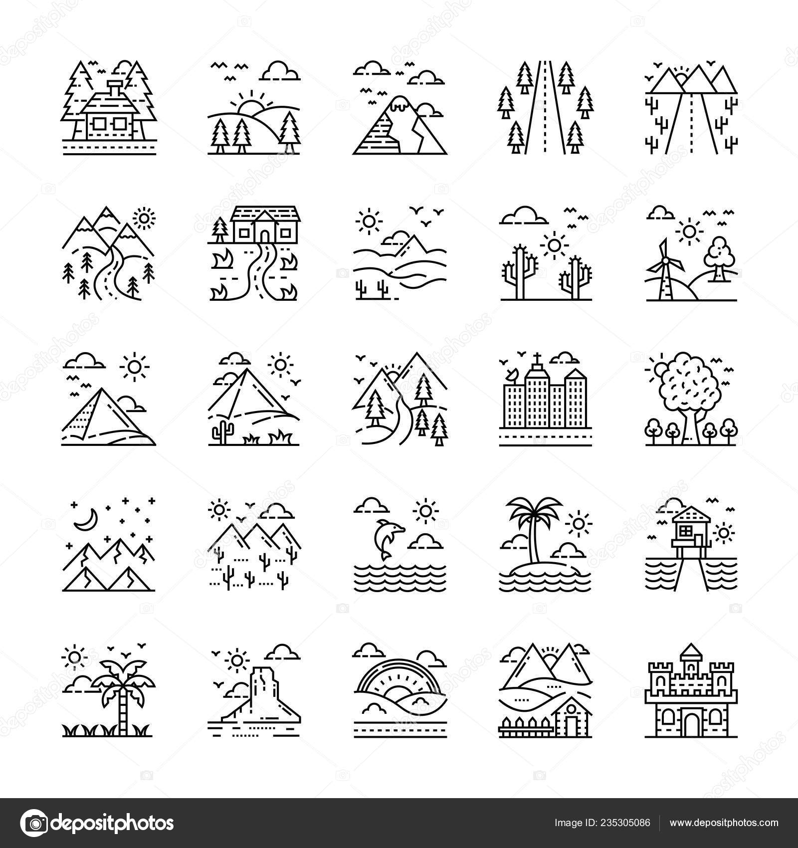 Landforms Vector Icons Pack Stock Vector Image by ©prosymbols #235305086