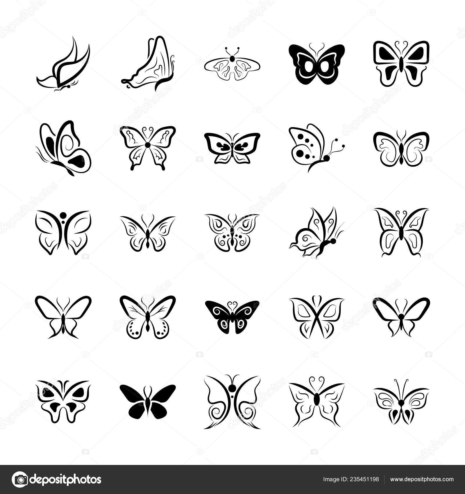 Butterfly Symbols Icons Set Stock Vector Image By ©prosymbols 235451198