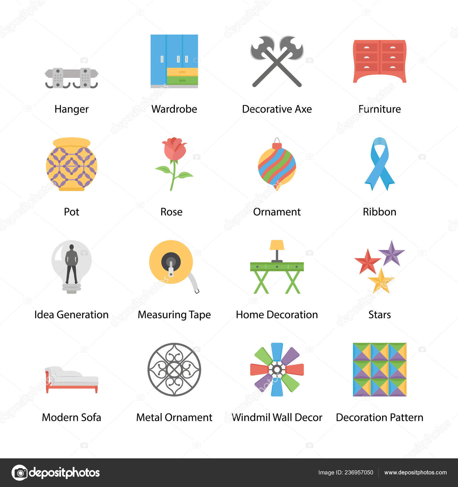 Home Design Decor Icons Pack Stock Vector Image by ©prosymbols #236957050