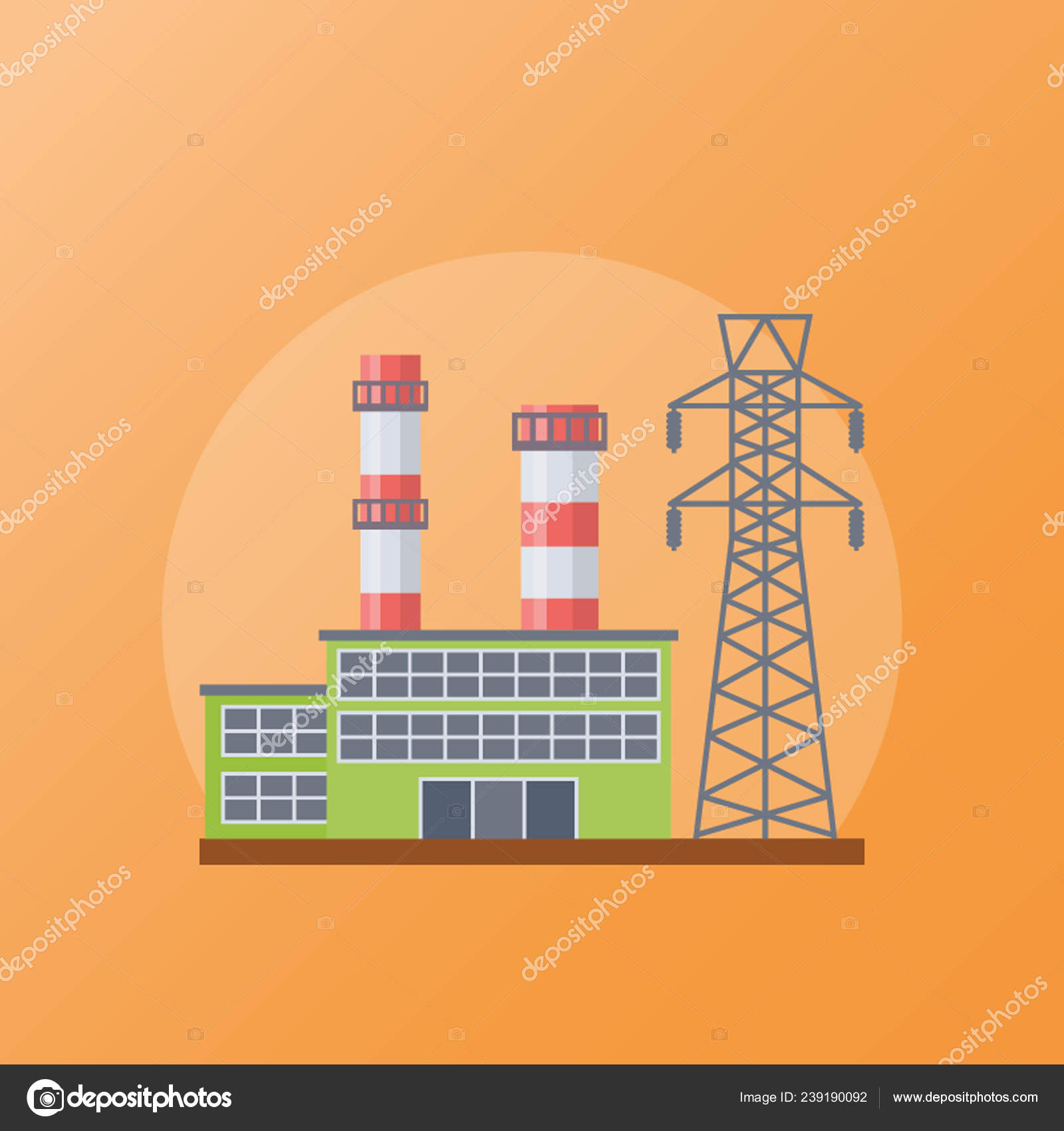 Electric Utility Grid Station Flat Icon Stock Vector Image by ...