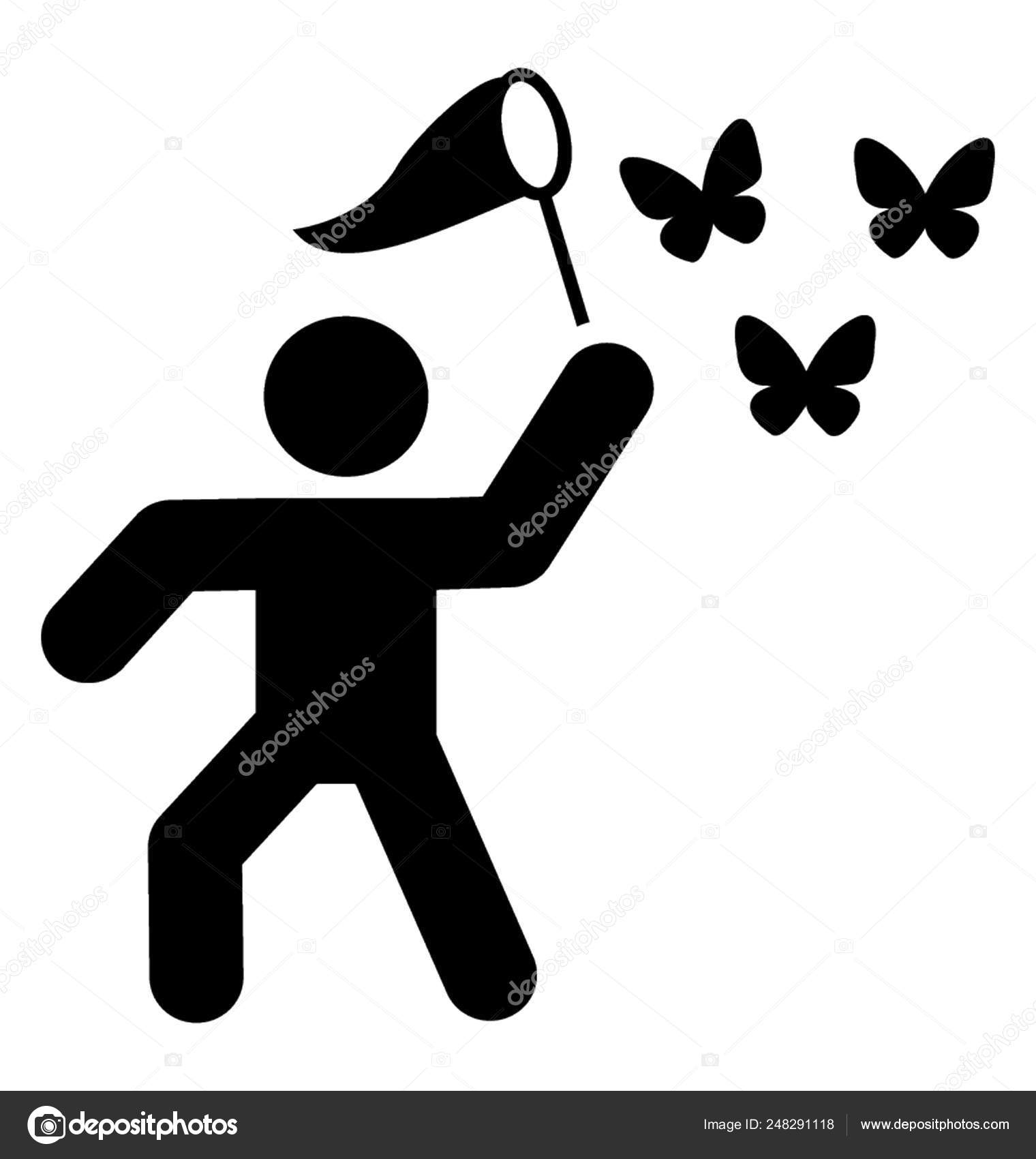 Catching Butterfly Vector Element Pictogram Stock Vector Image by ...