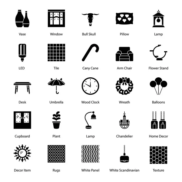 Home Design Decor Icons Pack Stock Vector Image by ©prosymbols #236957050