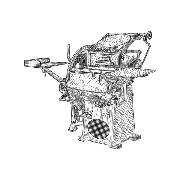 Ancient Printing Press Machine Illustration Hand Drawn Sketch Antique ...