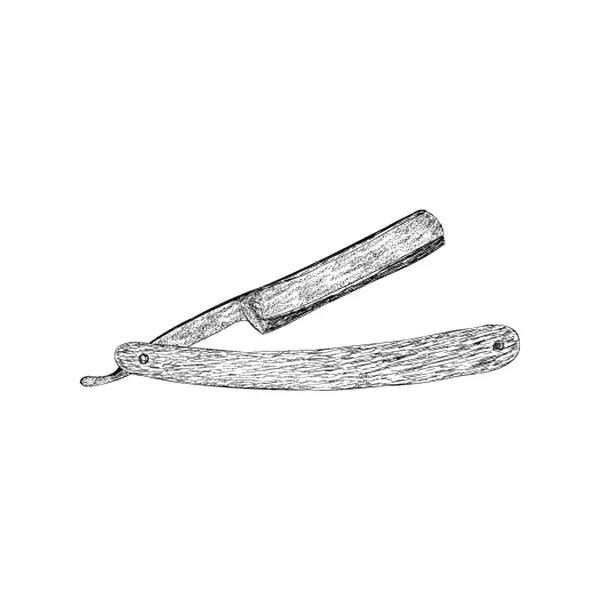 Barber tool straight razor sketch engraving vector illustration ...