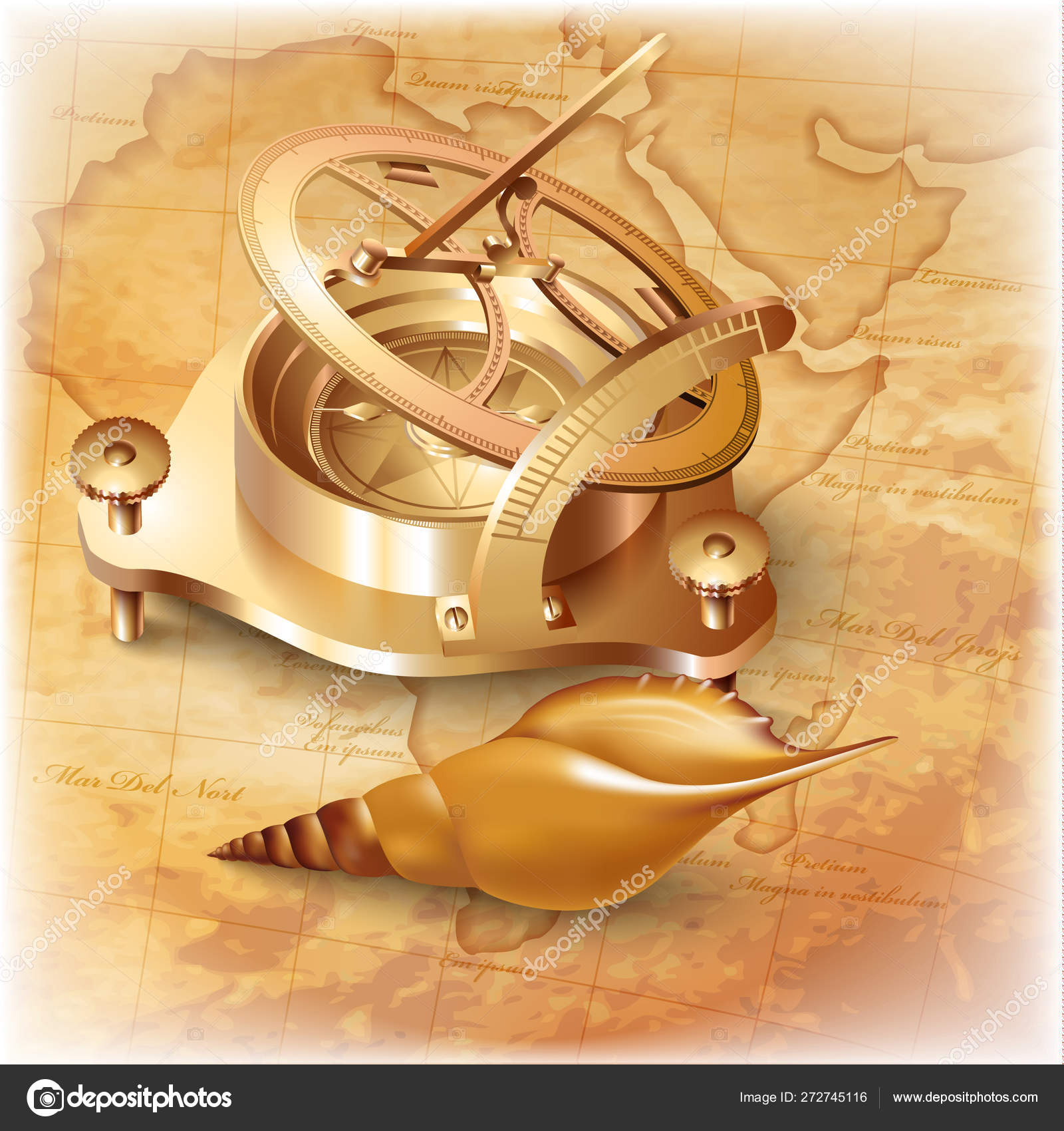 Set Navigation Tools Map Background Vector Illustration Stock Vector ...