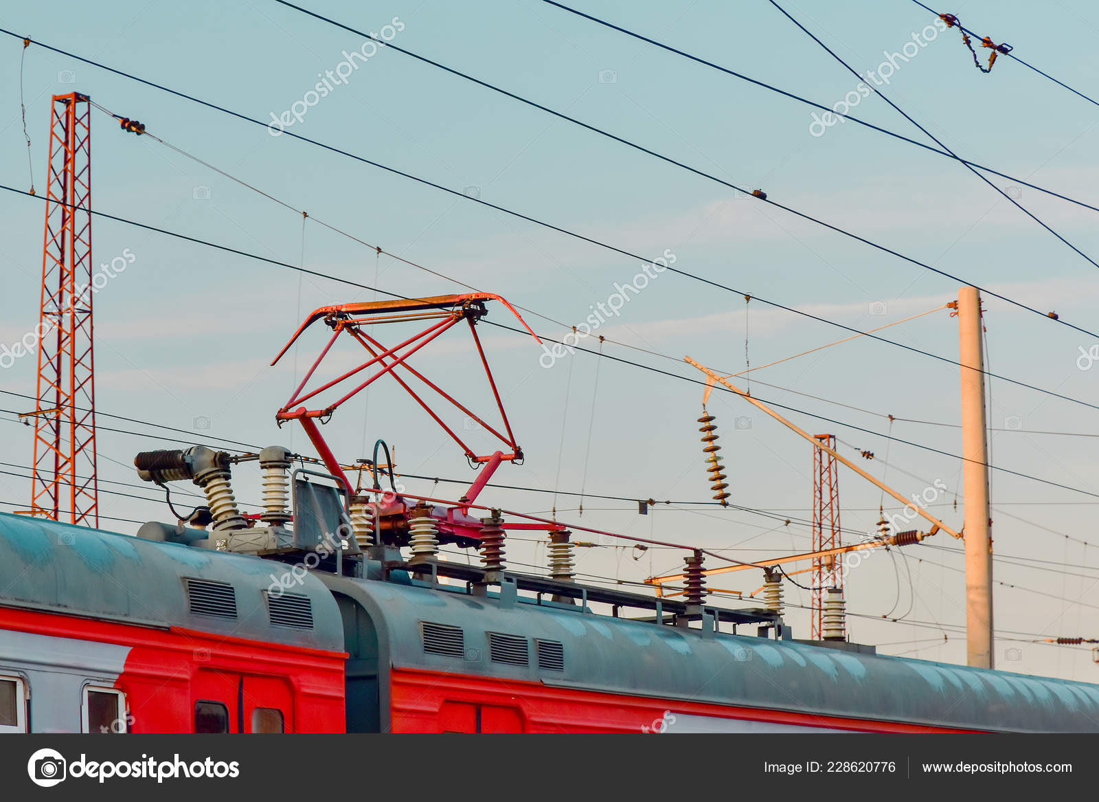 Electric Train Trolley Pole Railway Electrification System — Stock ...