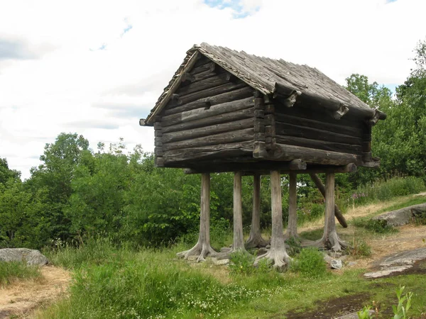 Wooden house on chicken or bird legs — Stock Photo © Vitalinka #168977554