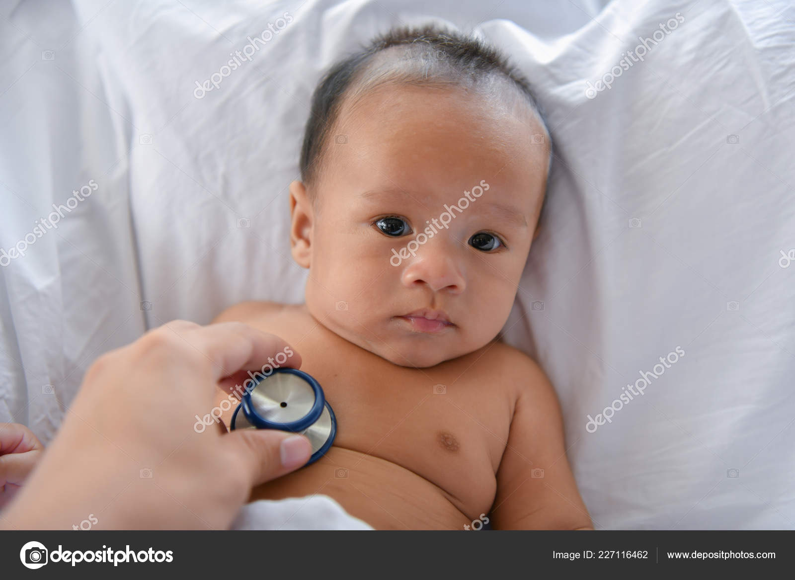 Baby Sick Concept Doctor Examining Baby's Illness Babies Comfortable ...