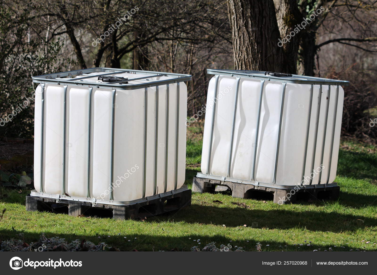 Brand New Two Intermediate Bulk Containers Ibc Plastic Tanks Metal ...