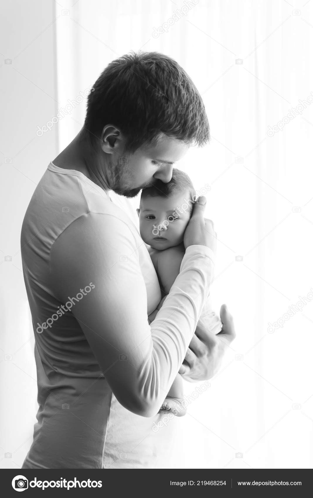 Father And Baby Black And White