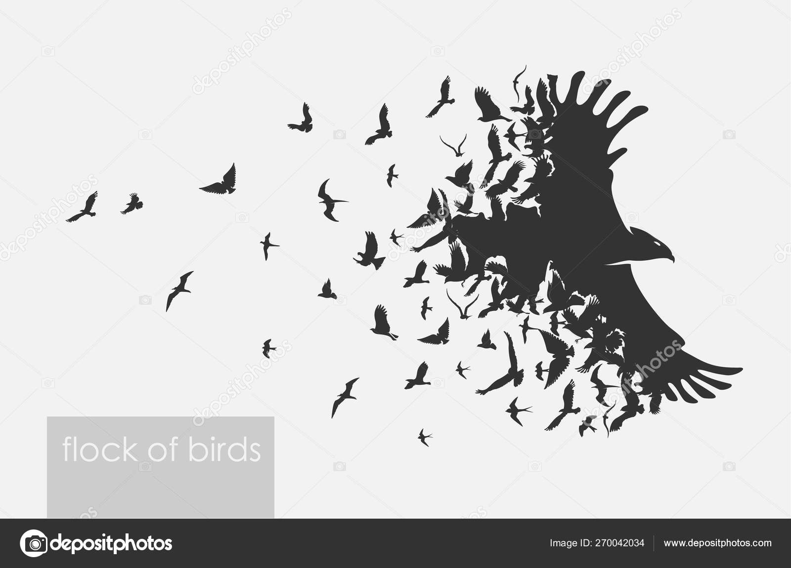 Figures flock of flying birds on white Stock Vector Image by ...