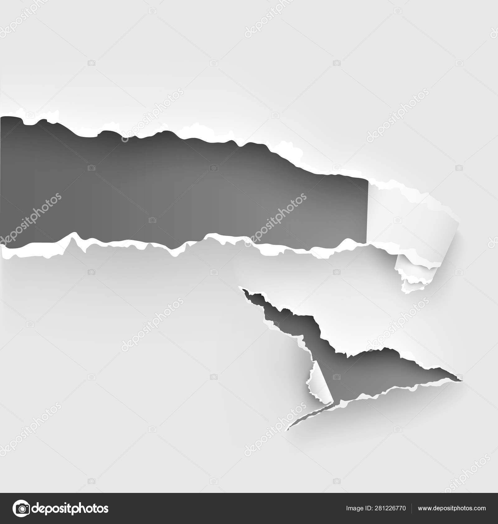 Torn ripped paper vector template, sides with ripped edges on realistic ...