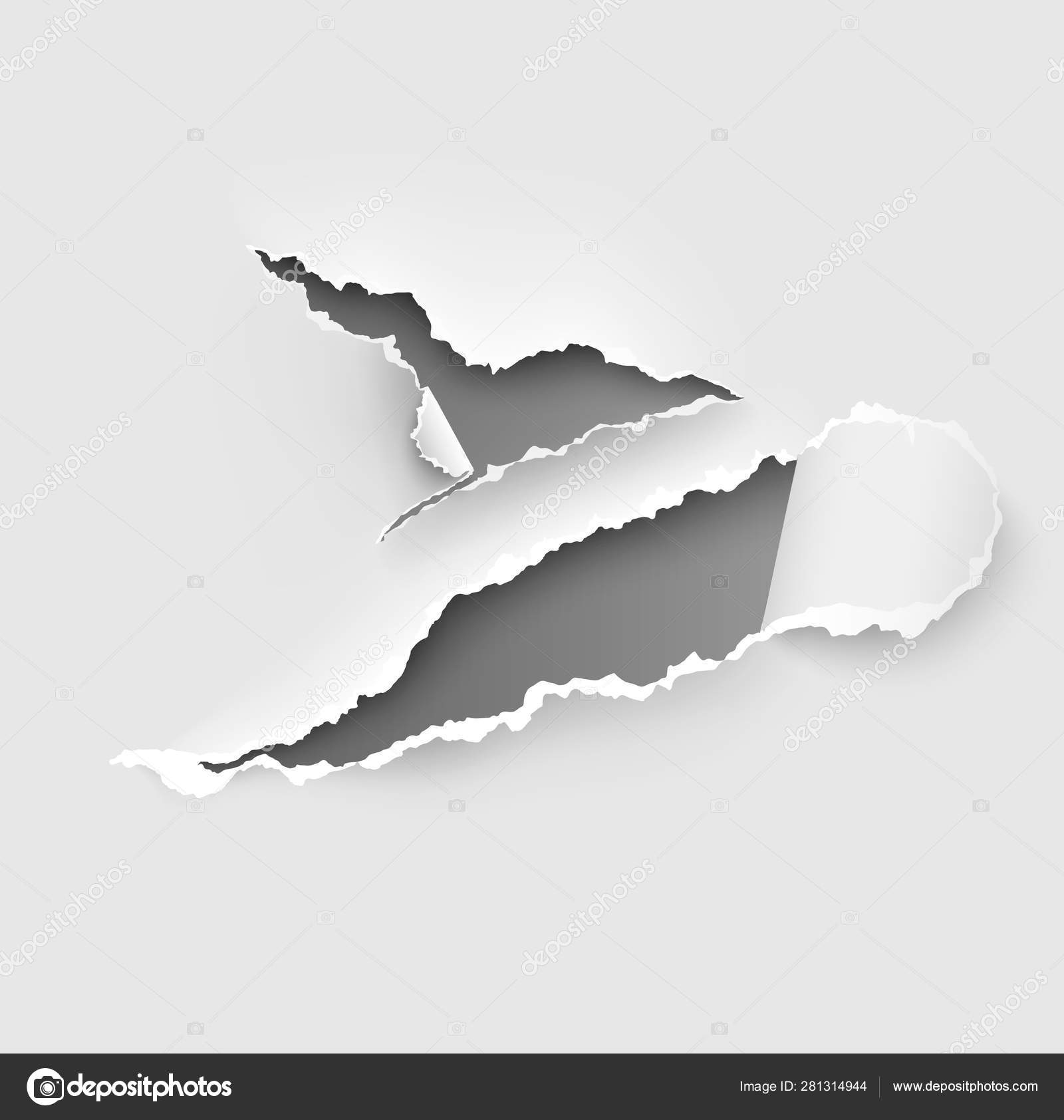 Torn ripped paper vector template, sides with ripped edges on re Stock ...