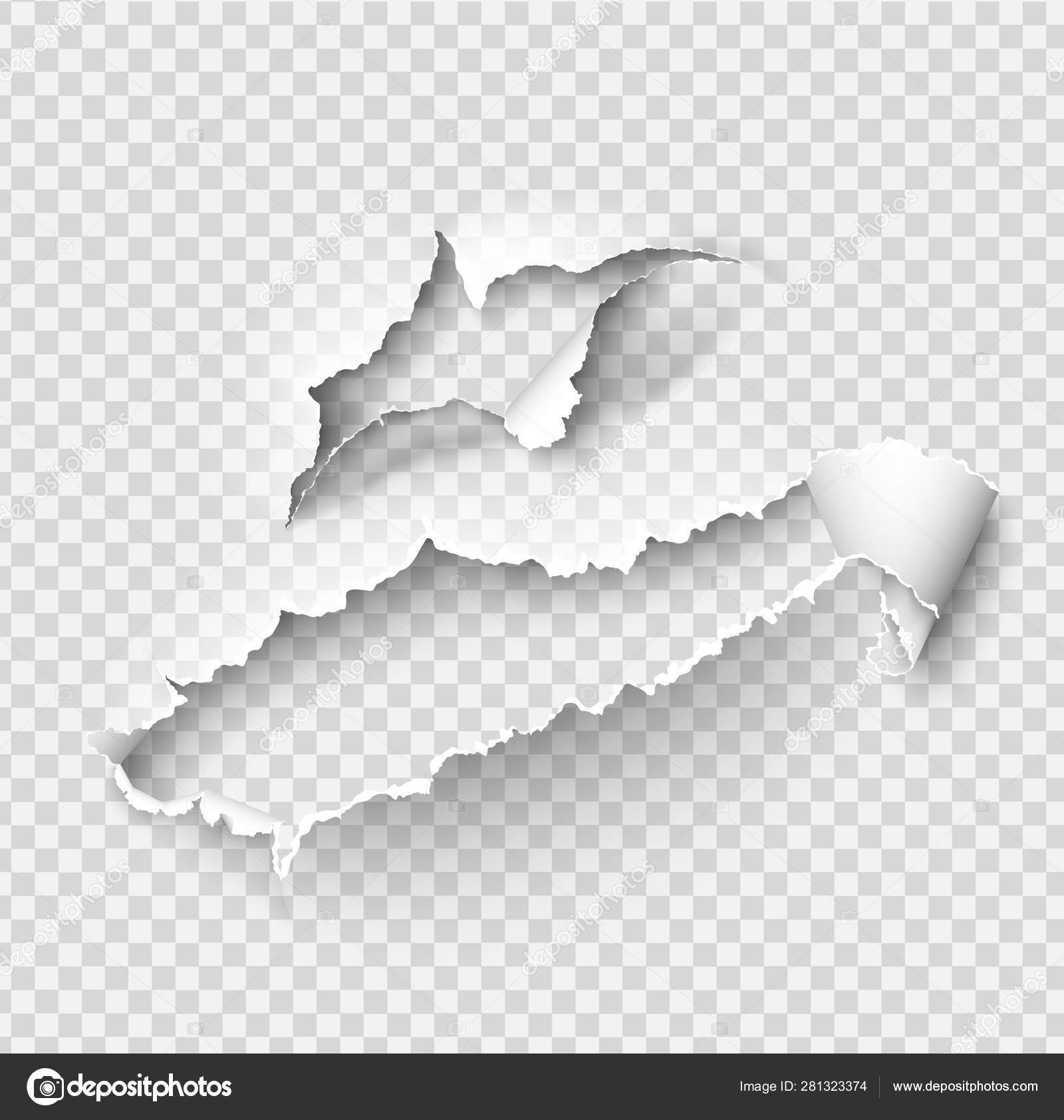 Torn ripped paper vector template, sides with ripped edges on re Stock ...