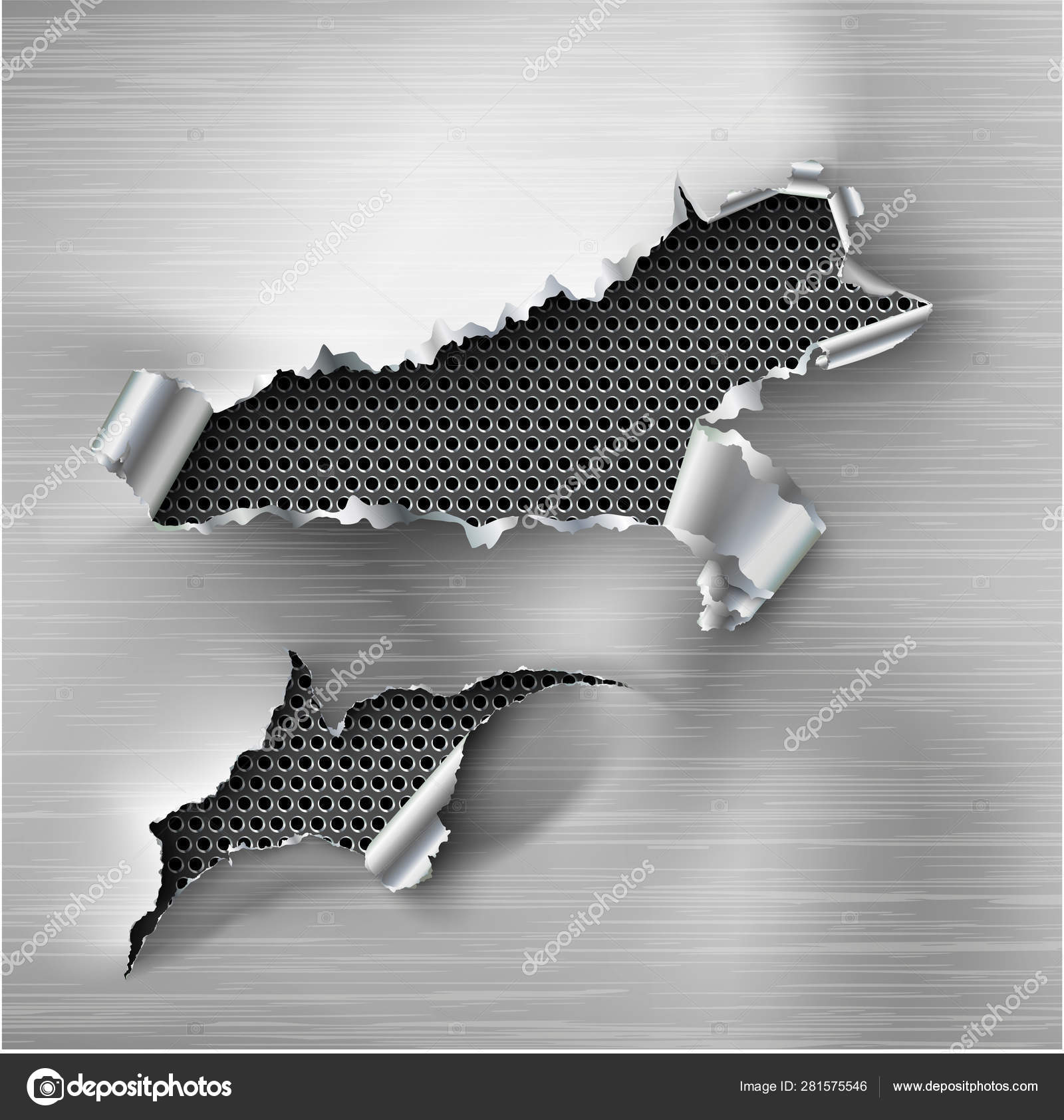 Ripped Metal Background Template Ripped Metal Plate. Vector Background
