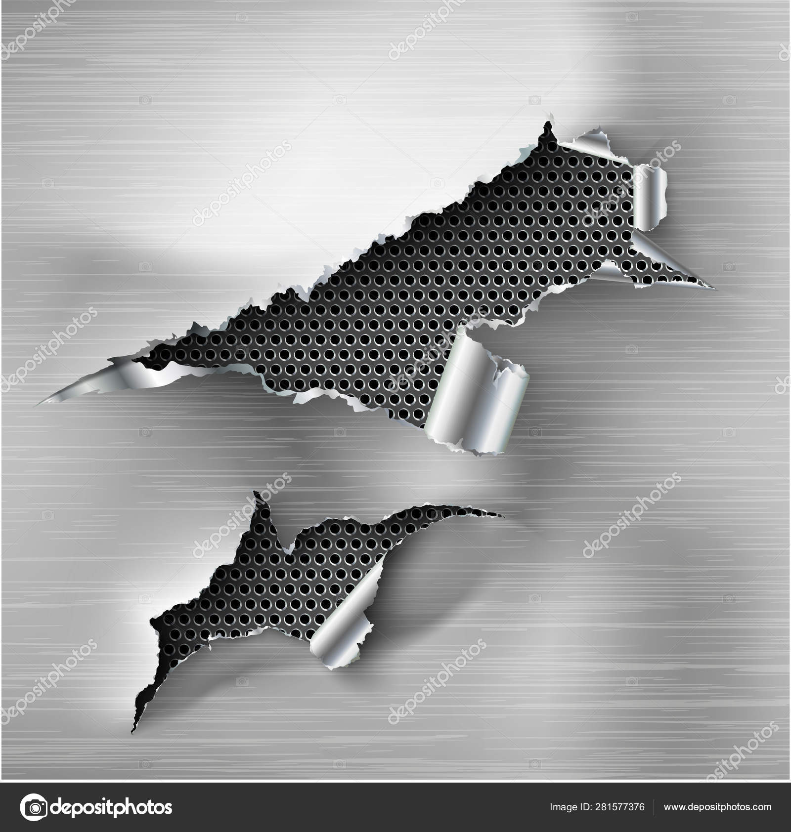 Torn ripped steel vector template, sides with ripped metal Stock Vector ...