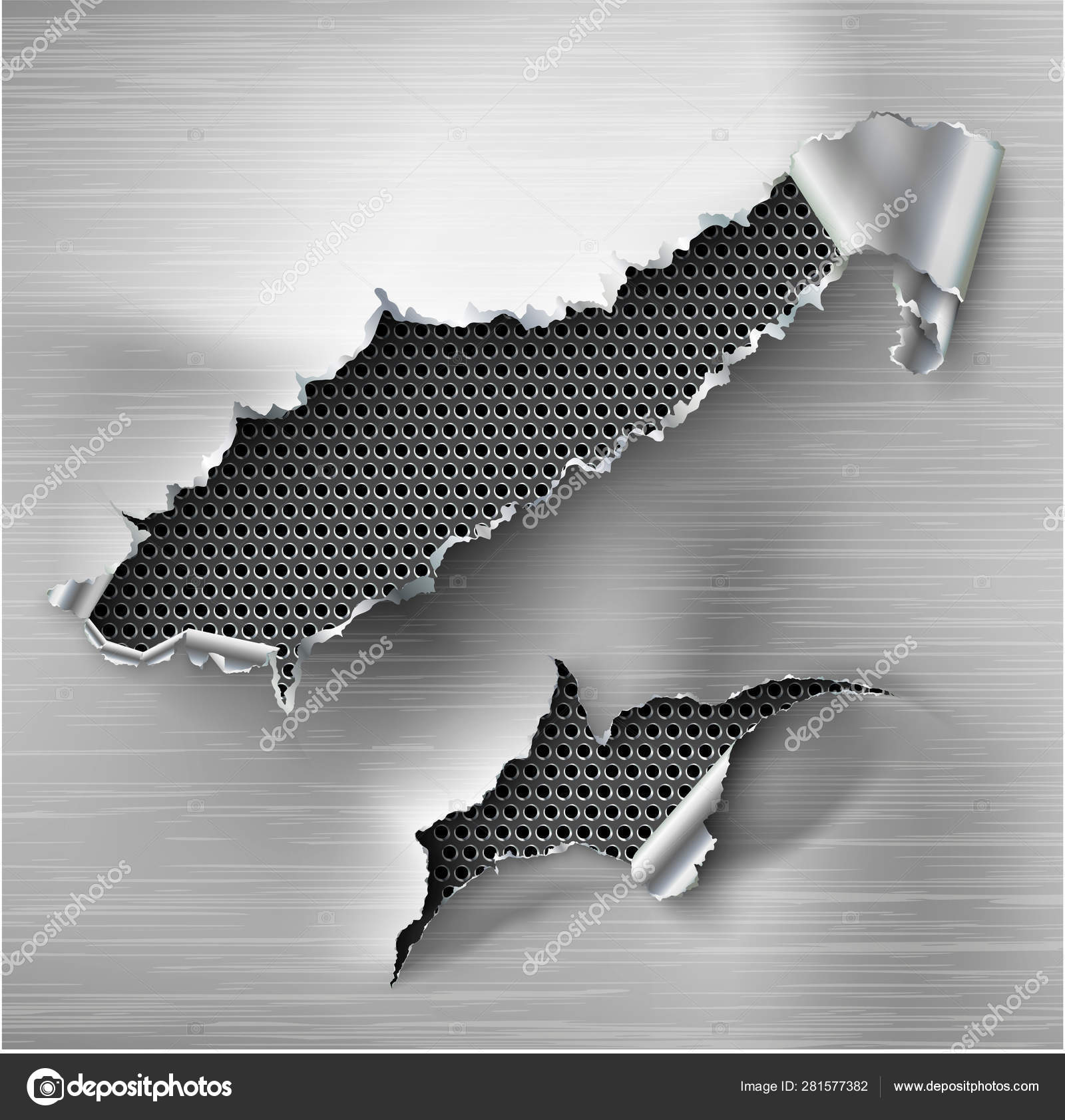 Torn ripped steel vector template, sides with ripped metal Stock Vector ...