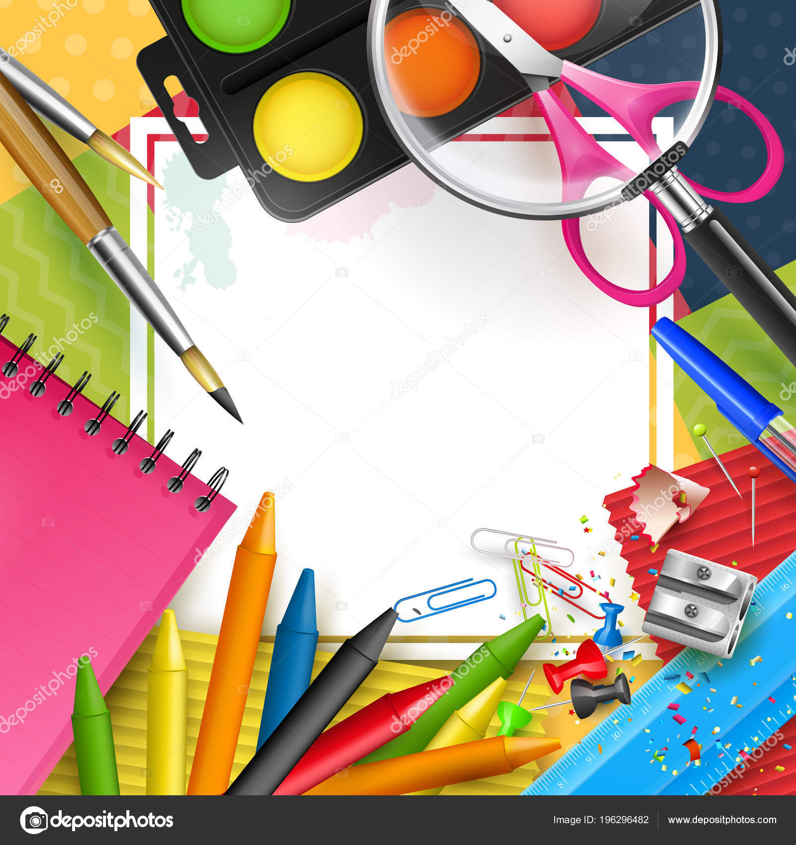 Colorful Modern School Template School Accessories Place Your Text ...