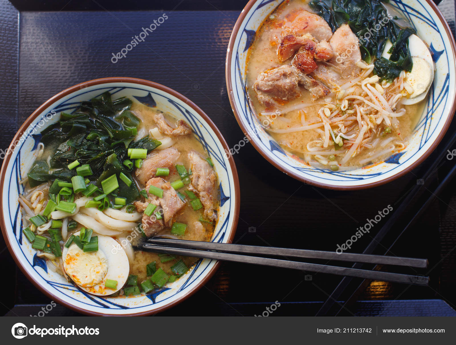 Top View Two Ramen Portions Tray Stock Photo by ©Orwald 211213742