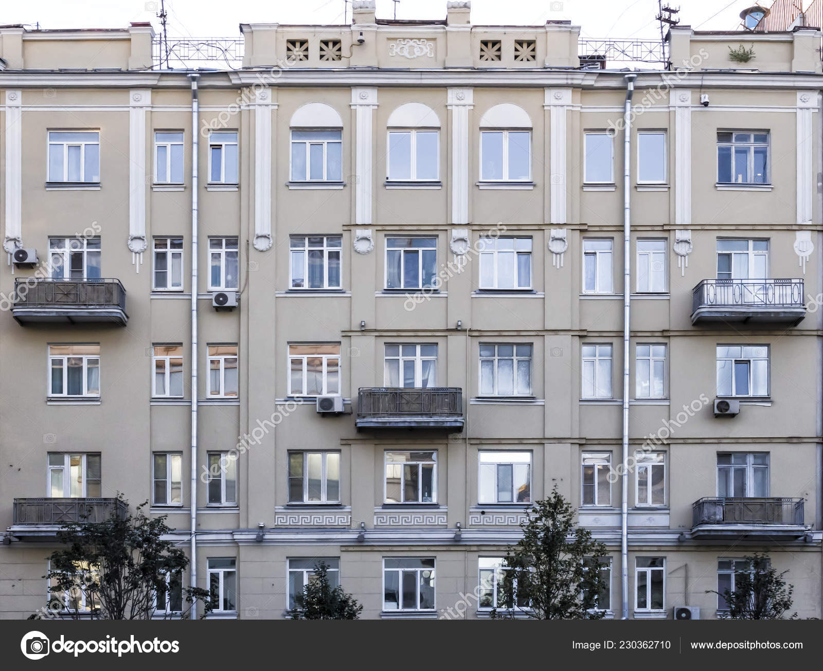 Vintage Architecture Classical Facade Residential Building Front View ...