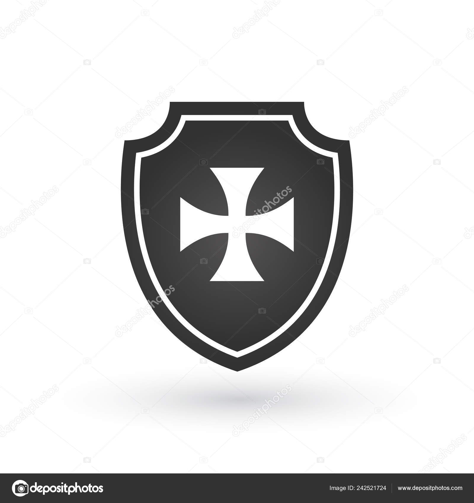 Shield Templar Knights Cross Templars Isolated White Vector ...