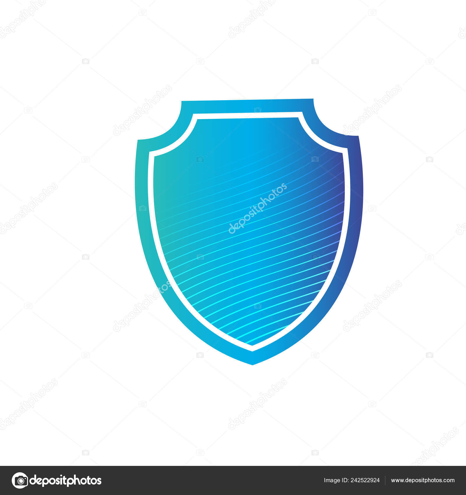 Shield Icon Trendy Flat Style Design Modern Line Waves Shield Stock ...