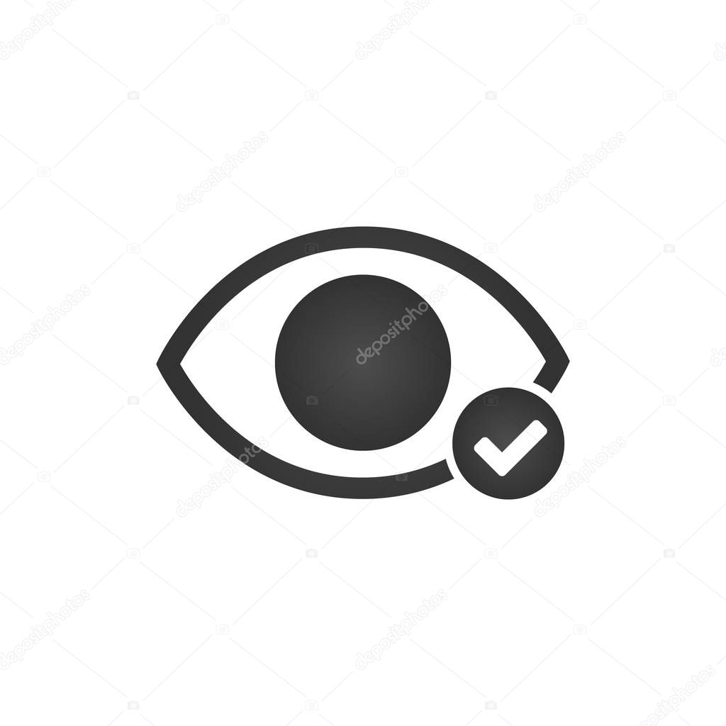 Icono de marca de verificación ocular. Ejemplo de seguimiento del éxito ...