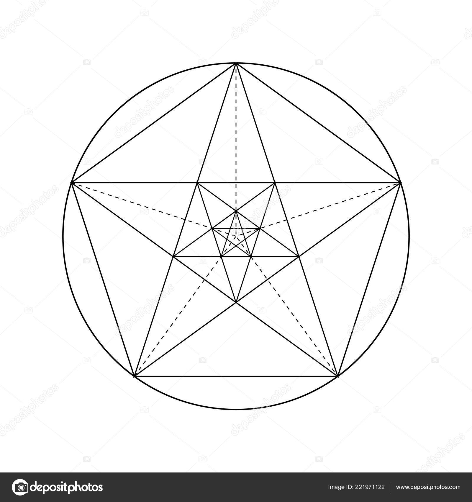 Pentagram Pentagonal Star Golden Section Fibonacci Number Geometric ...