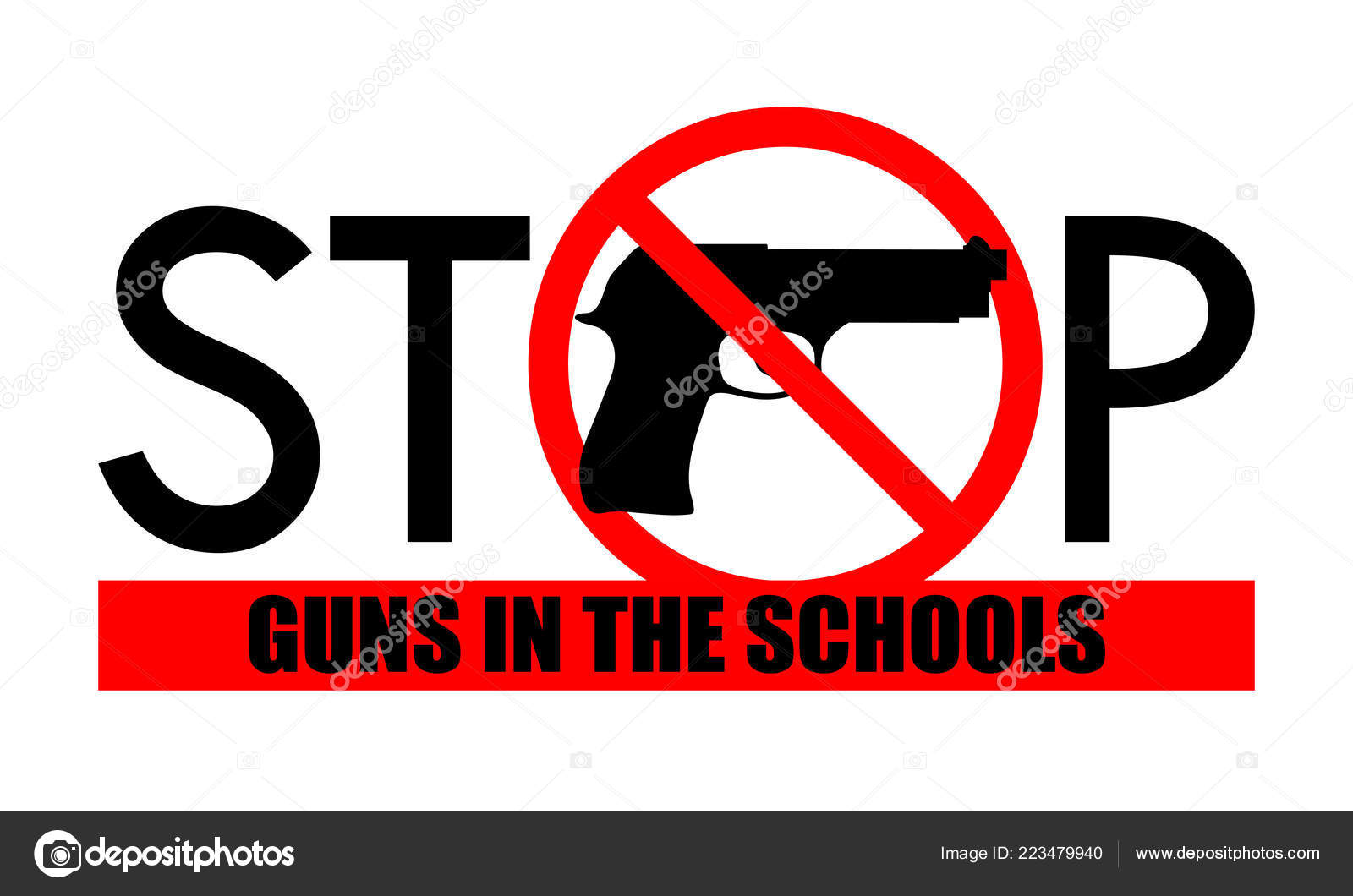 Symbol Sign Stop Guns Schools Gun Red Prohibition Sign Red Stock Vector ...