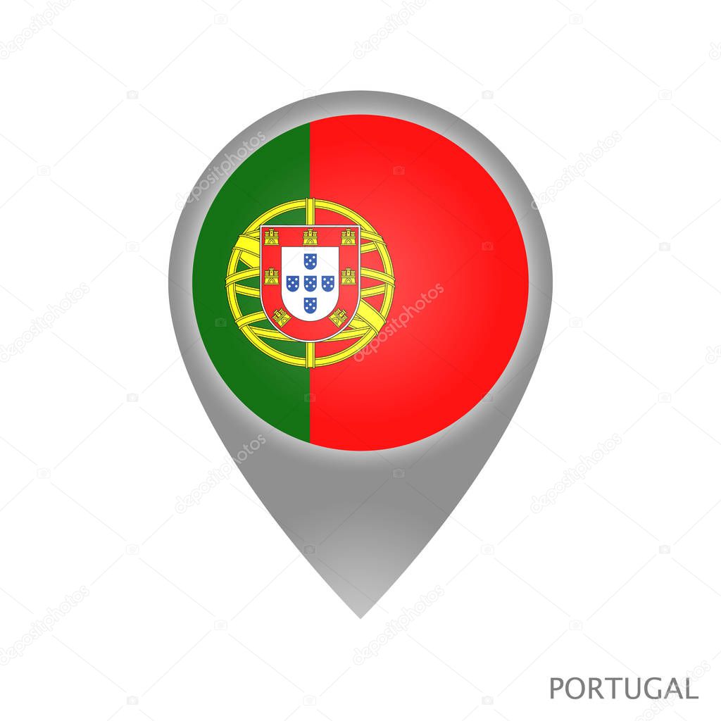 Puntero de mapa con bandera de Portugal. Icono de puntero colorido para ...