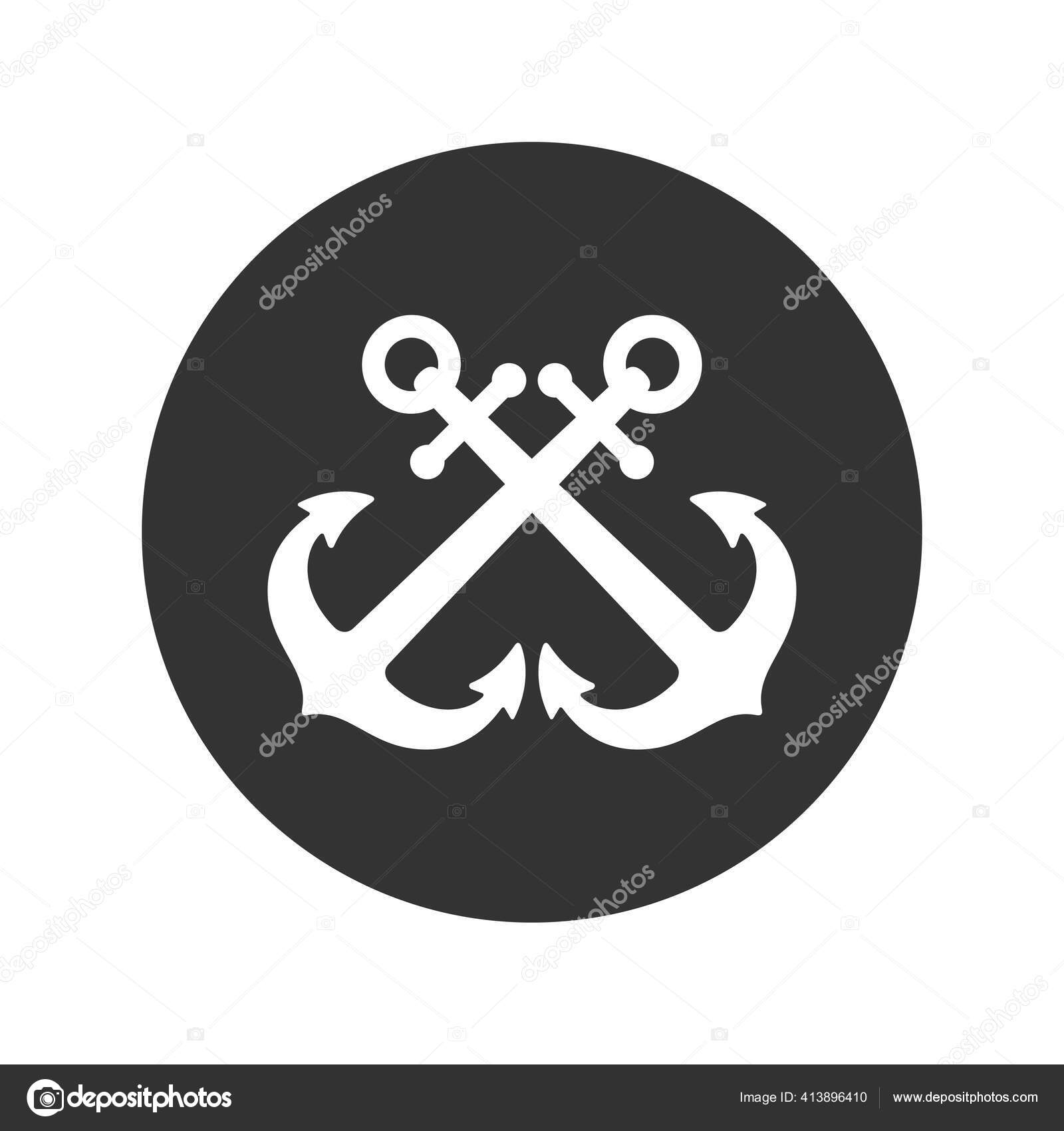 Crossed Anchors Graphic Icon Anchors Ships Sign Circle Isolated White ...