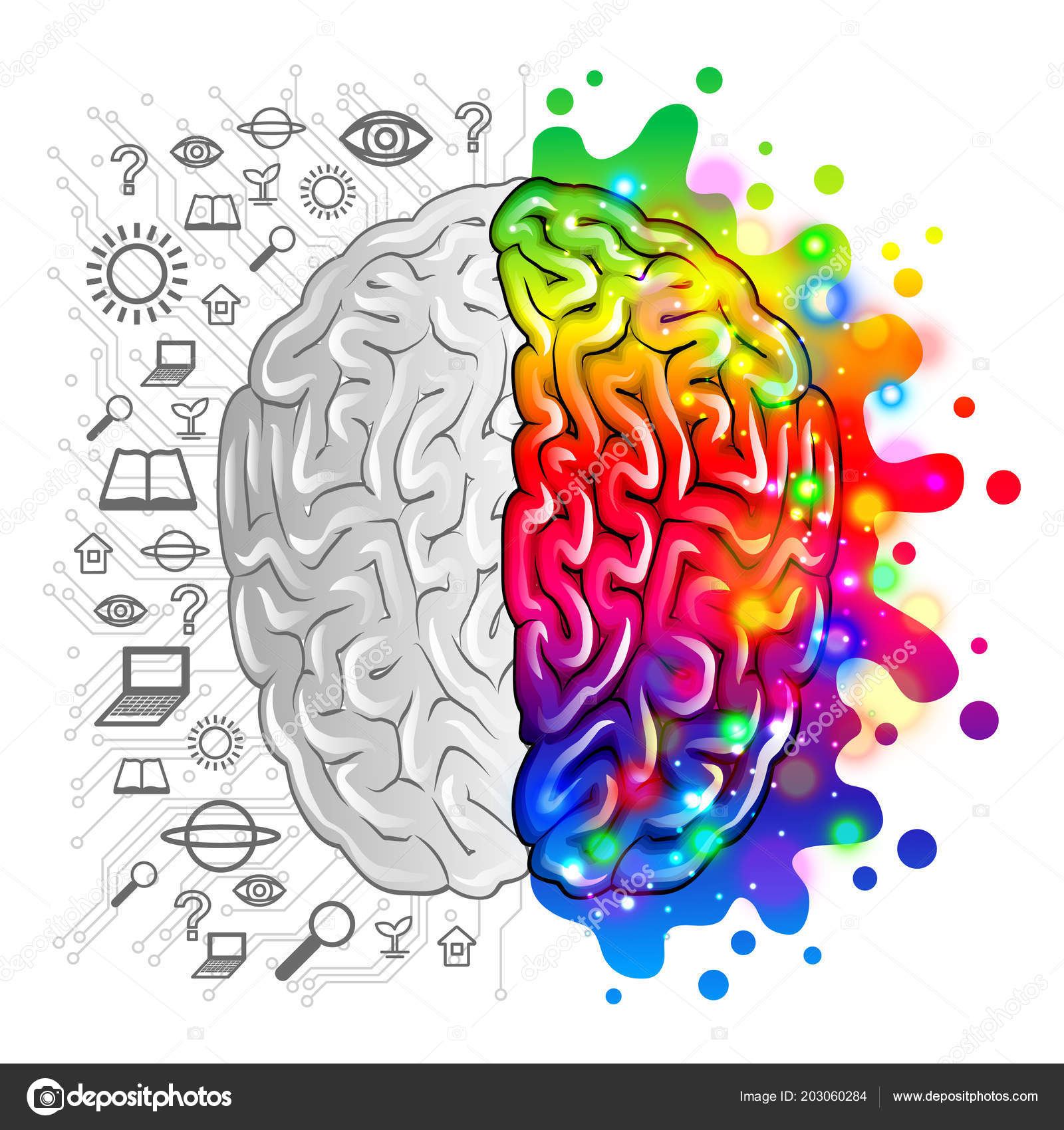 Human Brain Concept Logic Creative Vector Photo Realistic Illustration ... Human Brain Concept Logic Creative Vector Photo Realistic Illustration ...