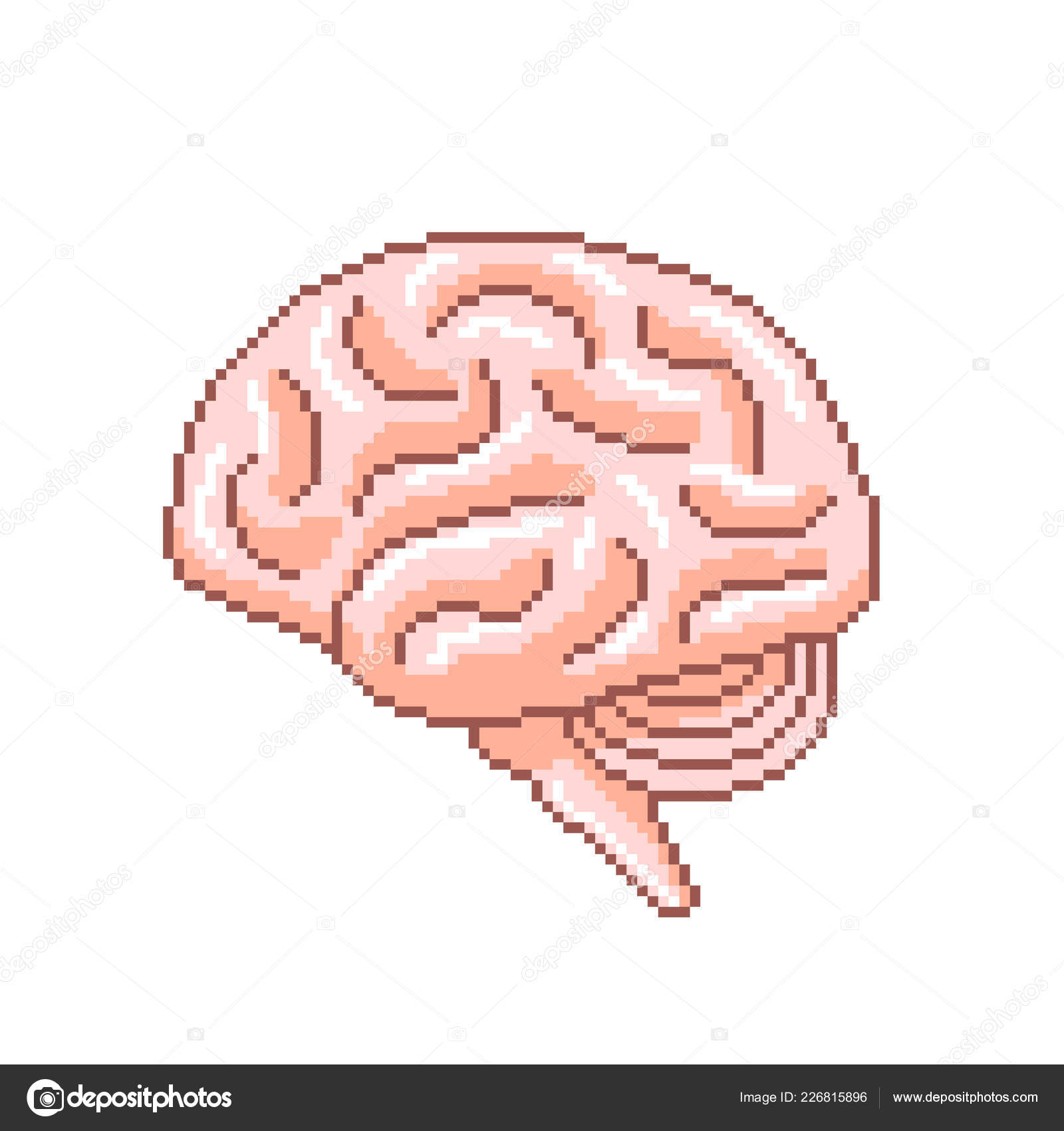 Pixel Art Human Brain Profile Detailed Illustration Isolated Vector ...