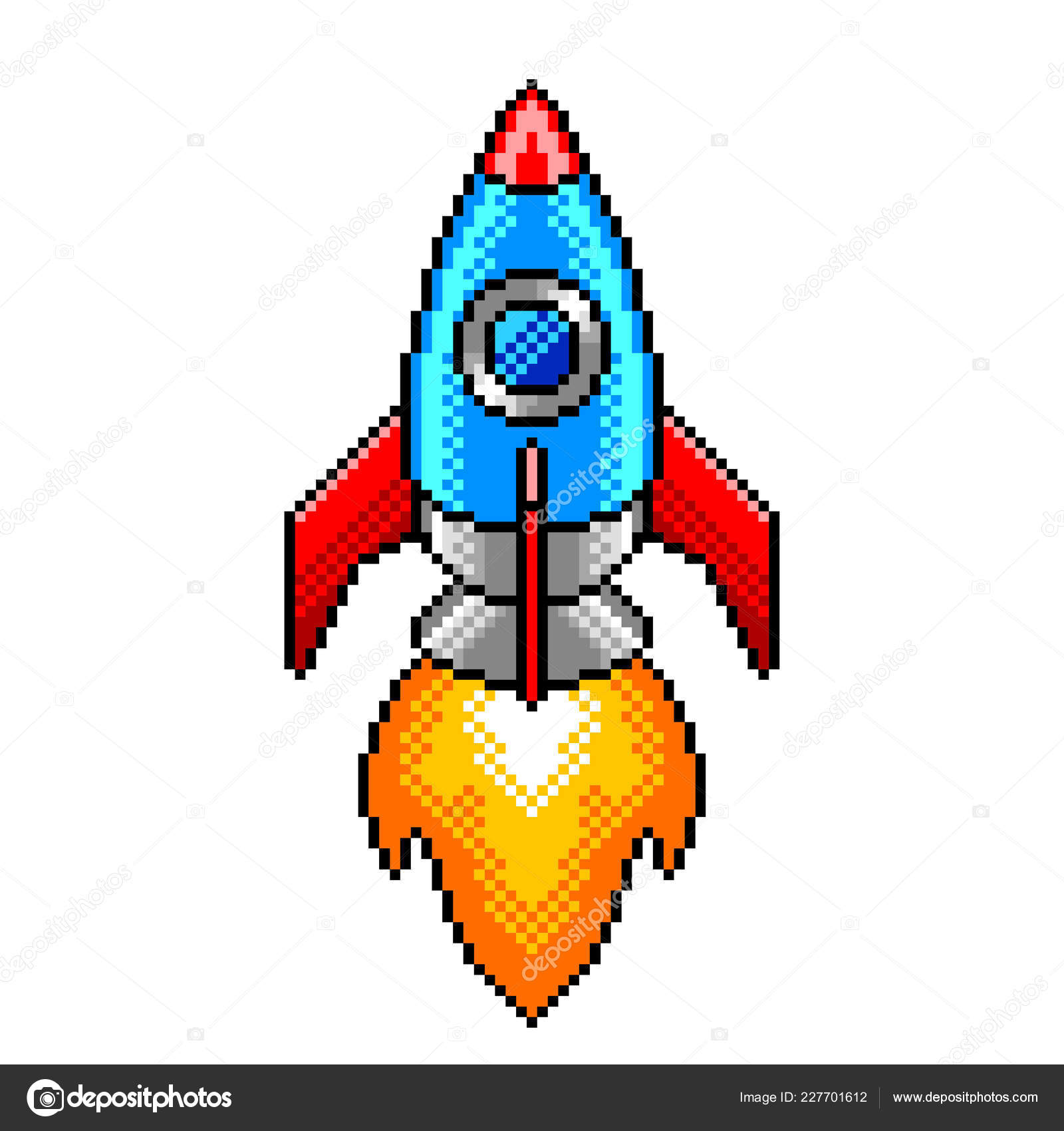 Pixel Art Cohete Ilustración Detallada Vector Aislado Vector de stock ...
