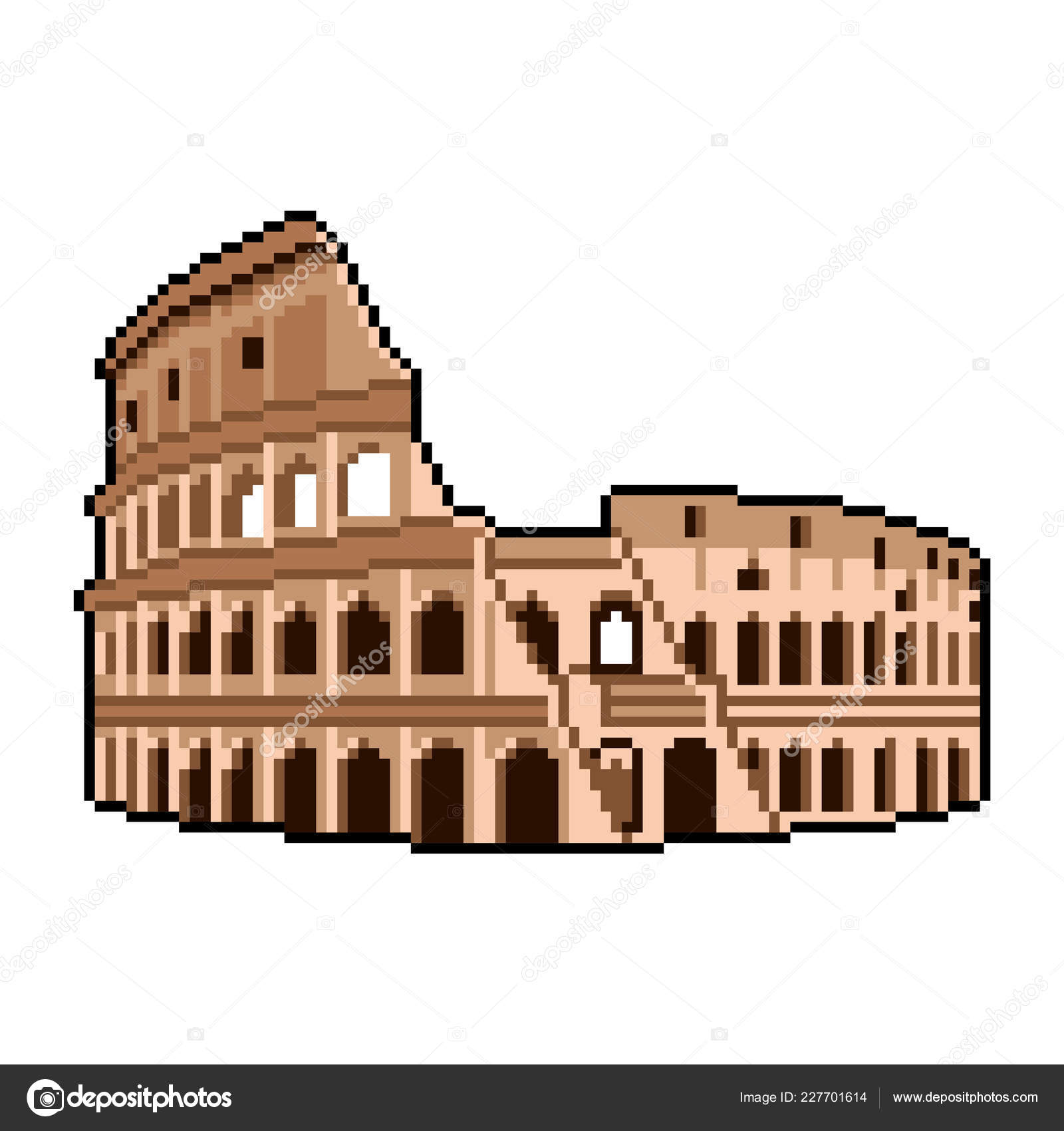 Pixel art roman | Pixel Art Roman Coliseum Wonders World Detailed ...