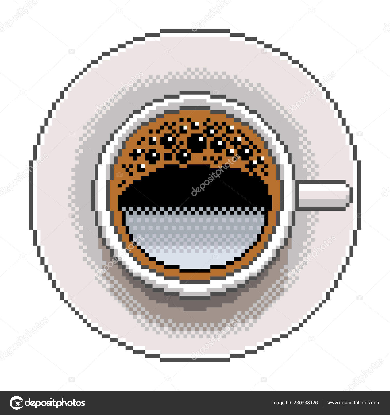 Pixel Art Coffee Top View Detailed Illustration Isolated Vector Stock ...