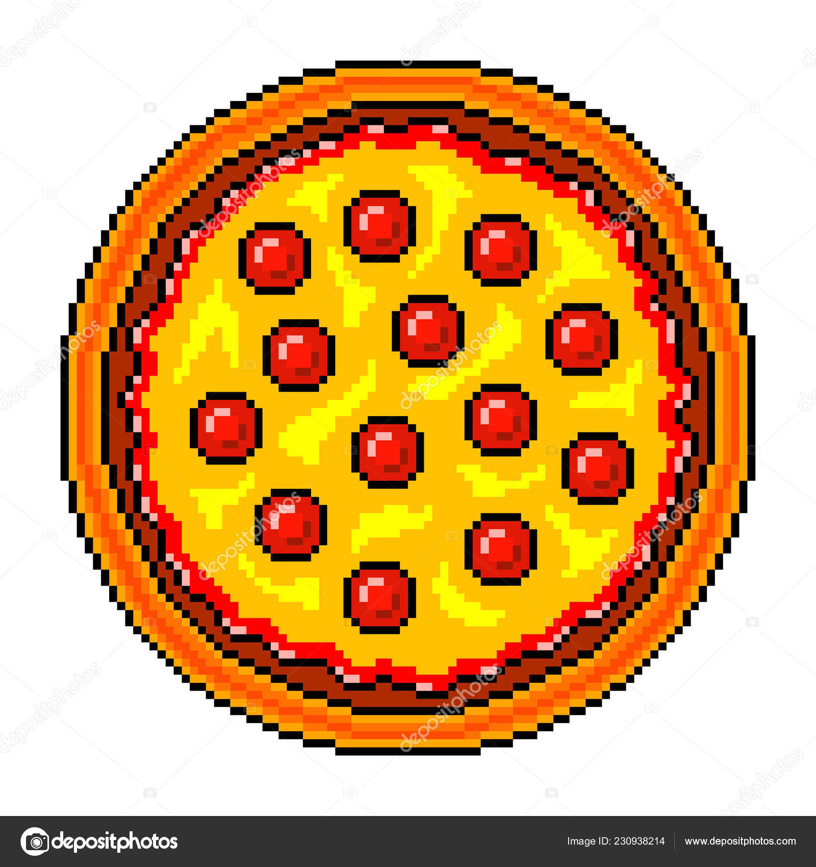 Pixel Art Pizza Top View Detailed Illustration Isolated Vector Stock ...