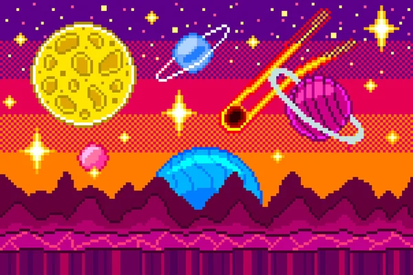 Pixel Art Mars Background Detailed Colorful Vector Illustration Stock ...