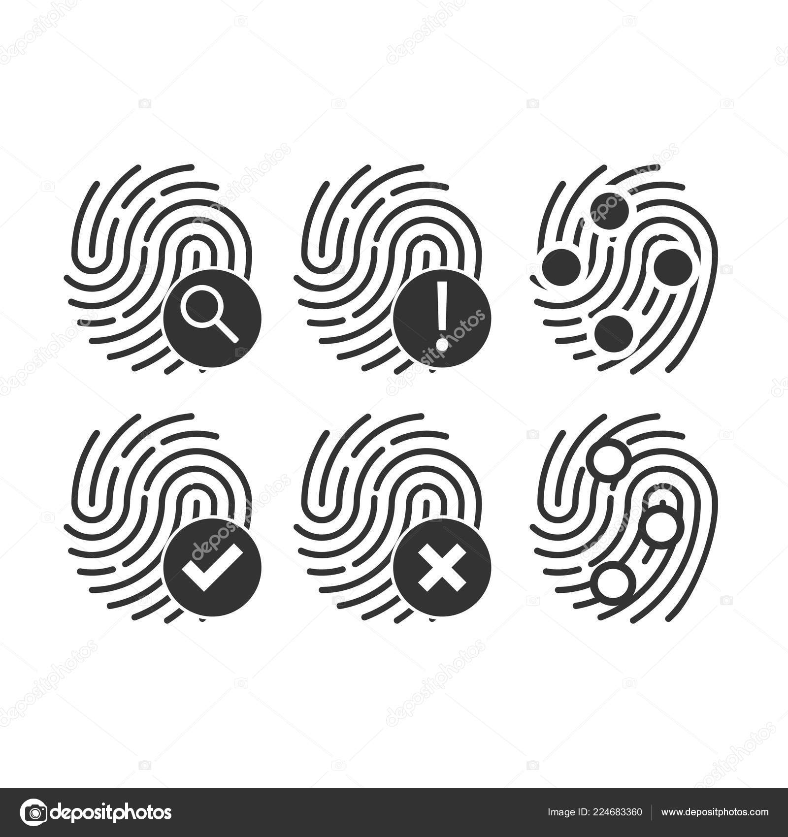 Símbolo de identificación. Icono de huella digital. Ilustraciones vectoriales. Diseño plano ...