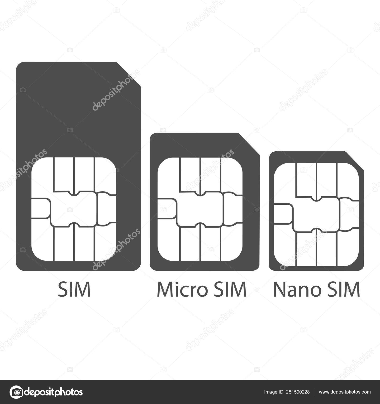Different types of SIM card. Vector illustration, flat design. Stock ...