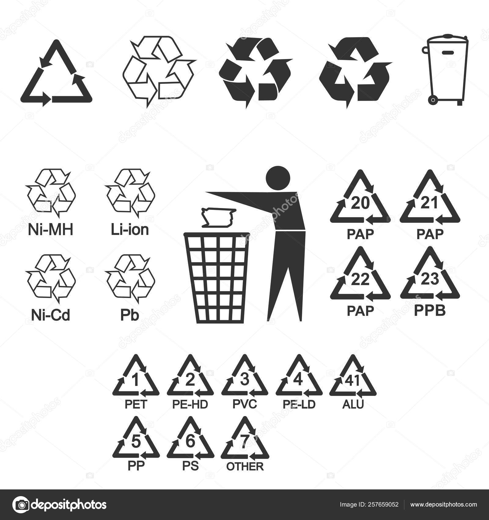 Packaging recycling icons set. Vector illustration, flat design. Stock ...