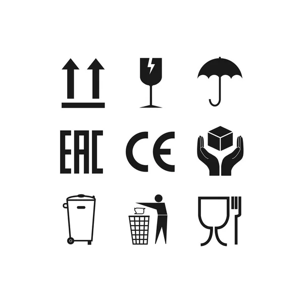 Packaging icons, package signs set. Vector illustration, flat design ...